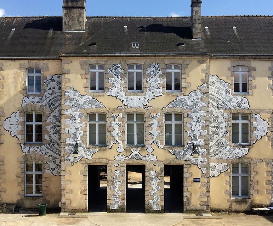 Traditional Lace Patterns Turn to Paintings Installed in Public Spaces ...