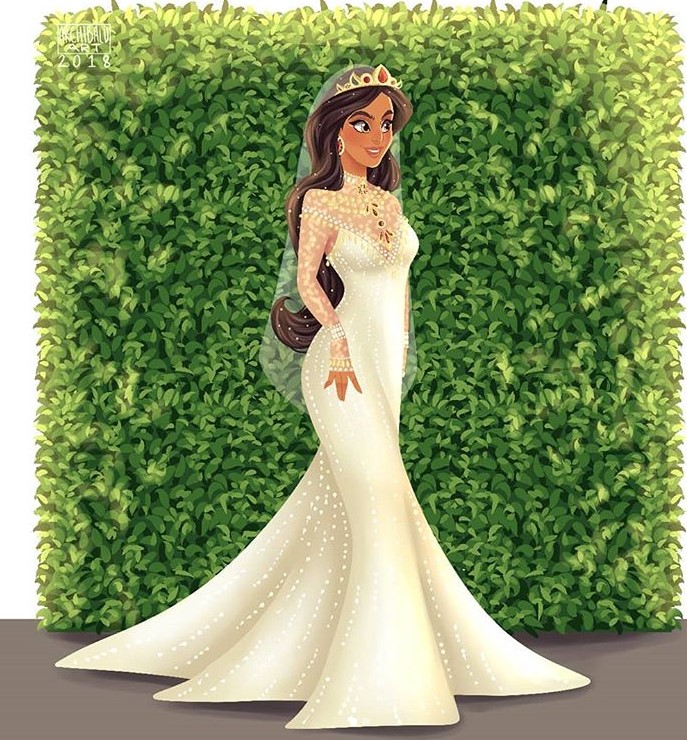 Greco Archibald Illustrates Disney Princesses Wearing Beautiful Wedding ...